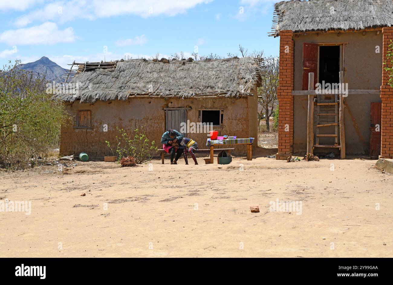 Anja Community Reserve. Traditional houses. Central Madagascar Stock ...