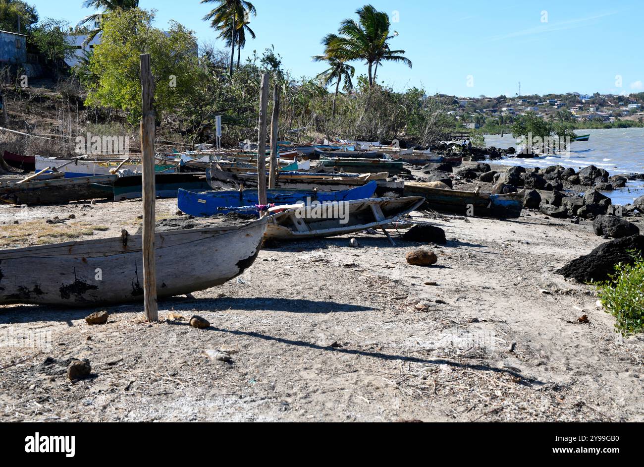 Antsiranana or Diego Suarez bay with traditional canoes. Diana region ...
