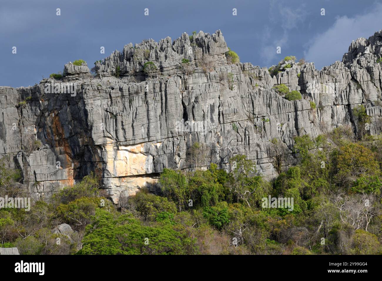 Iharana. Karst (tsingy) and lagoon. Sava region, Madagascar Stock Photo ...