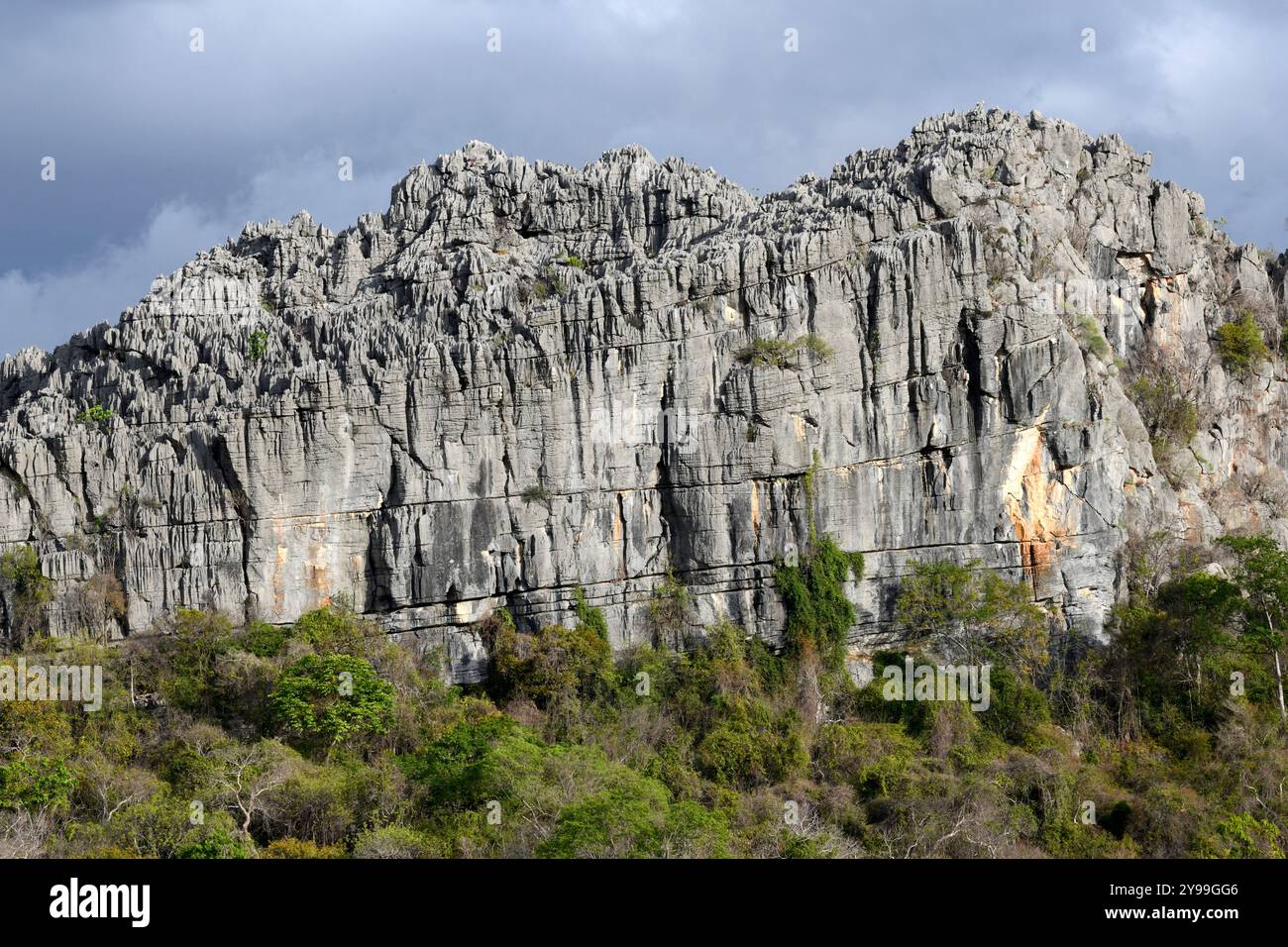 Iharana. Karst (tsingy) and lagoon. Sava region, Madagascar Stock Photo ...