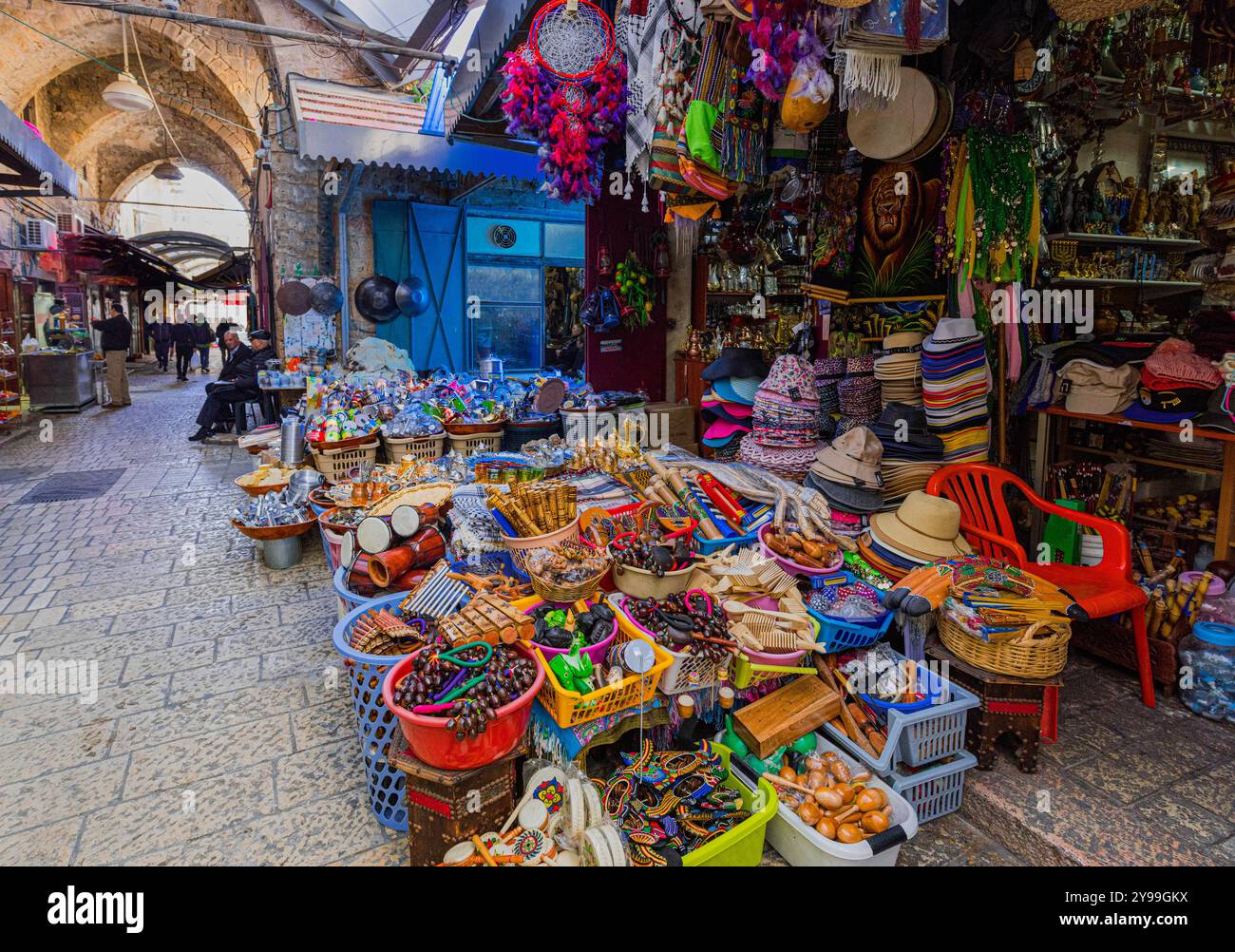 The Arabic suq in the historic old city of Akkon, Israel., Middle East ...