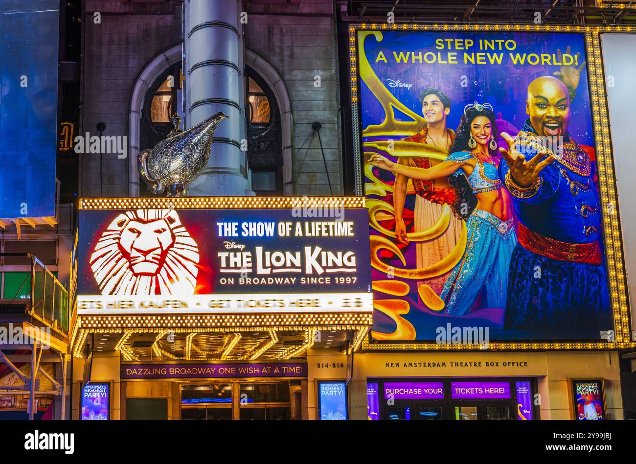 Billboards for Disney's Broadway shows The Lion King and Aladdin ...