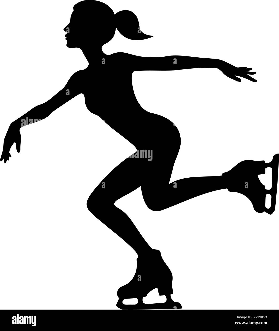 Silhouette of a female figure skater performing. vector illustration ...