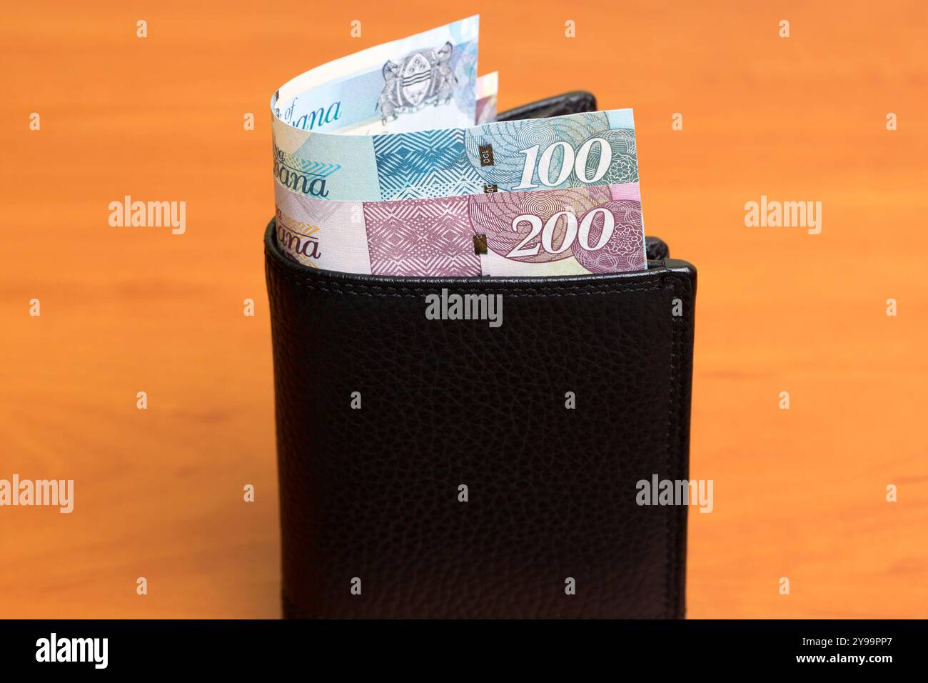 Botswana money - pula in the black wallet Stock Photo - Alamy