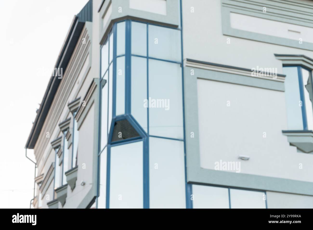 Modern Architectural Facade Highlighting Glass and Angled Design Stock ...