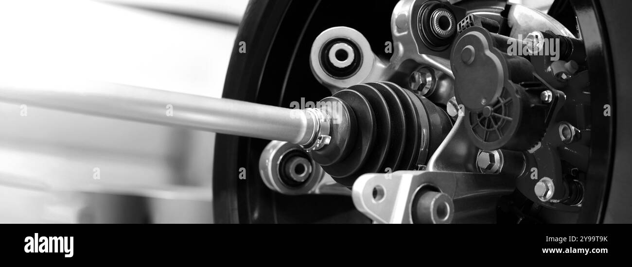 Car suspension and drive shaft. Structure of EV car spare parts. Such ...