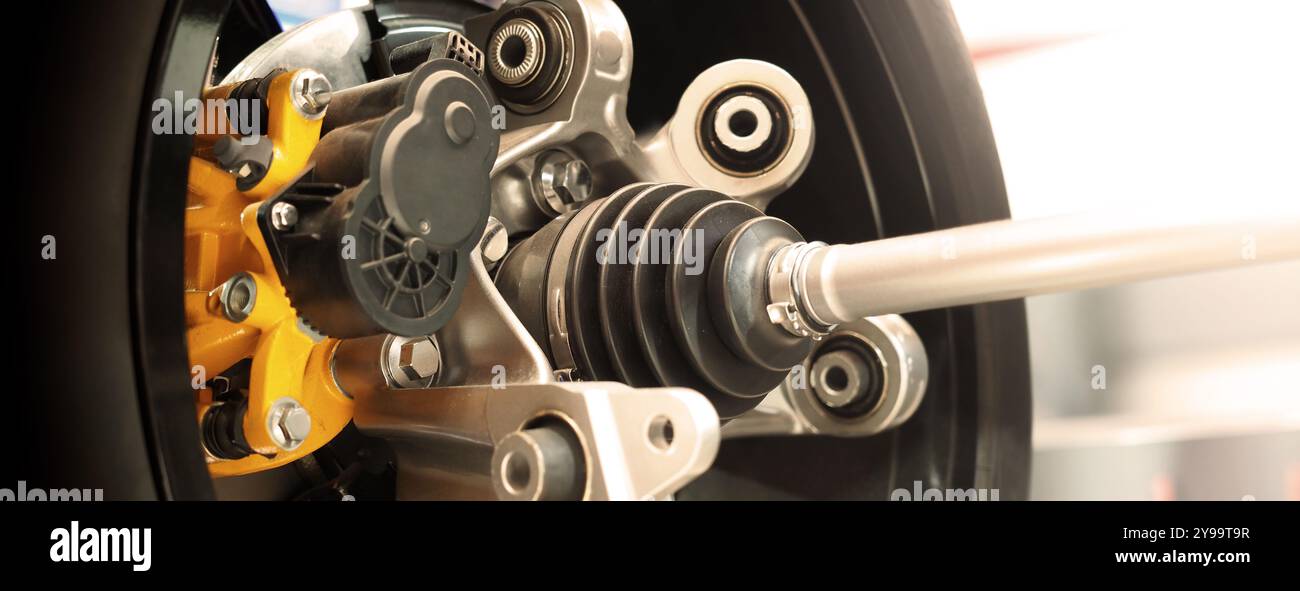 Car suspension and drive shaft. Structure of EV car spare parts. Such ...