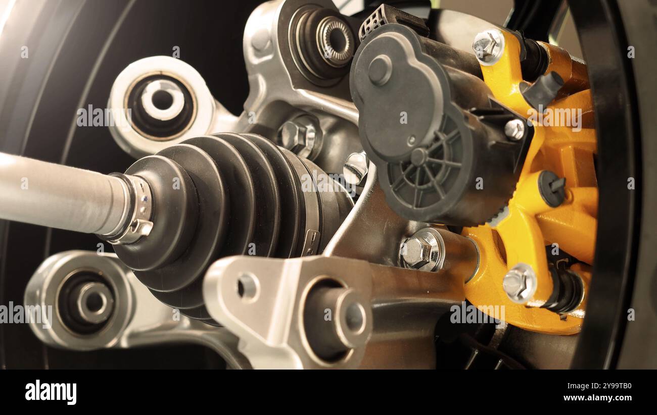 Car suspension and drive shaft. Structure of EV car spare parts. Such ...