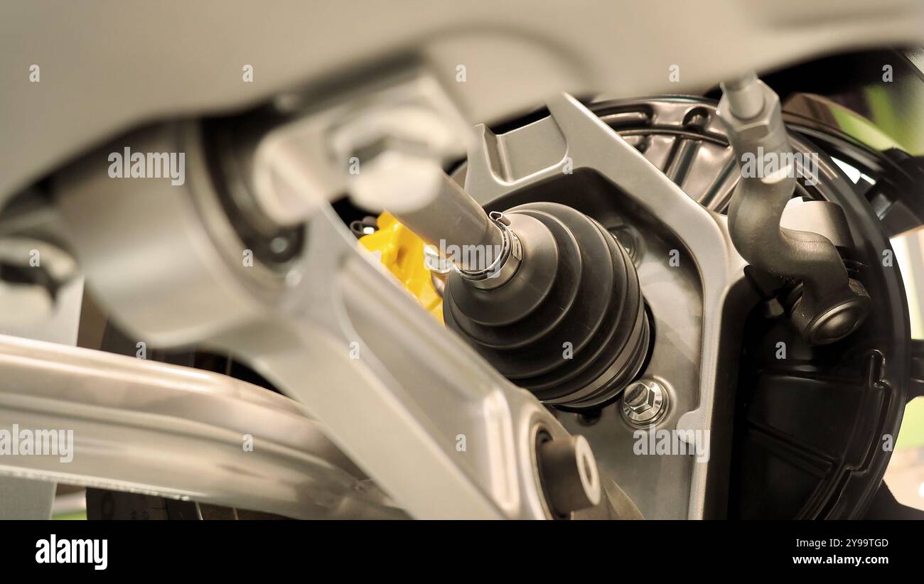 Car suspension and drive shaft. Structure of EV car spare parts. Such ...