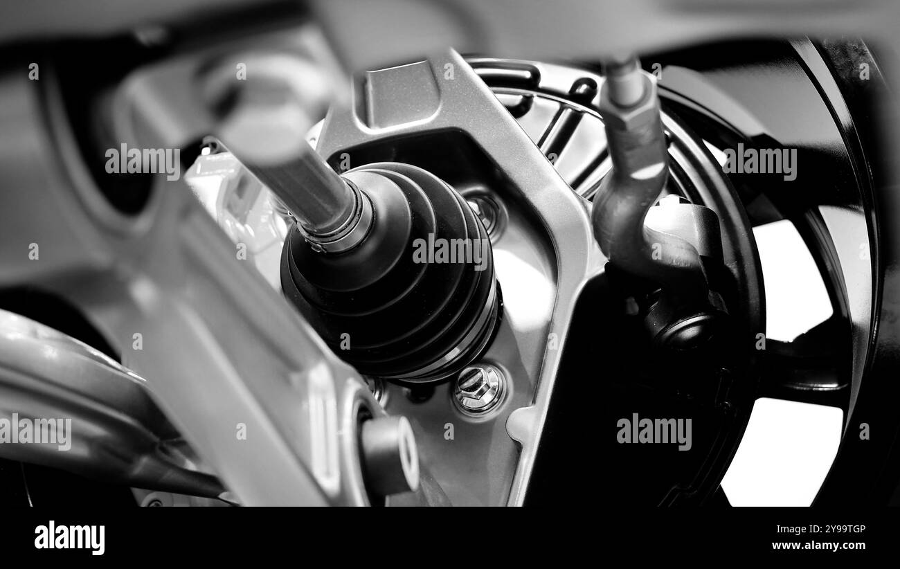 Car suspension and drive shaft. Structure of EV car spare parts. Such ...