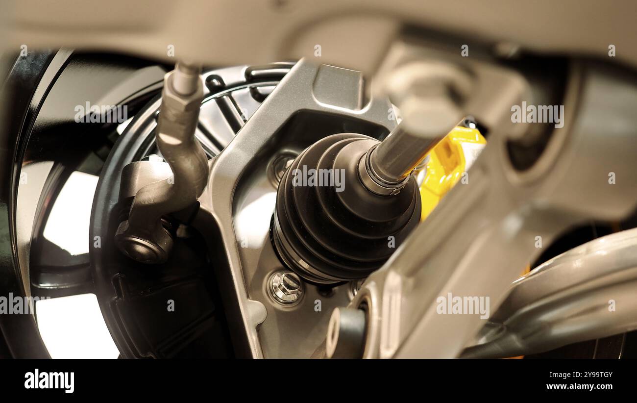 Car suspension and drive shaft. Structure of EV car spare parts. Such ...