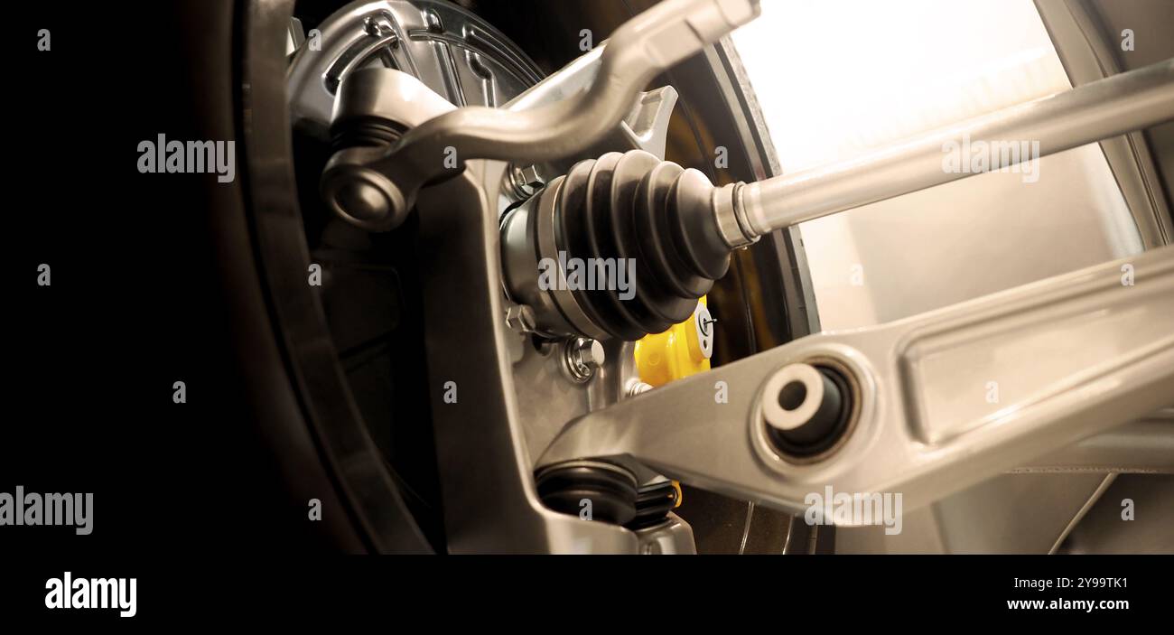 Car suspension and drive shaft. Structure of EV car spare parts. Such ...