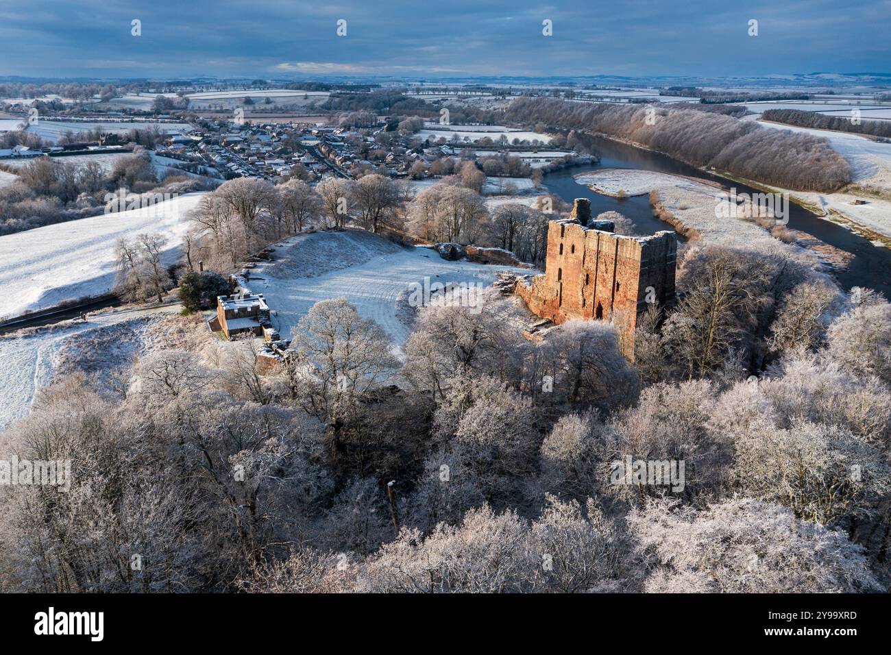 Aerial view of Norham Castle Stock Photo - Alamy