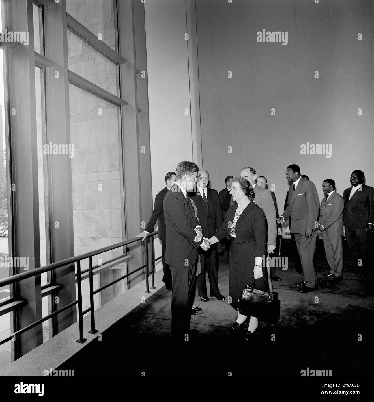 U.S. President John Kennedy greeting Israeli Foreign Minister Golda ...