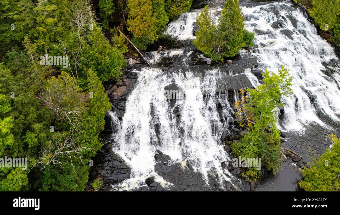 Aerial photograph of Bond Falls, Bond Falls State Park, near Paulding ...