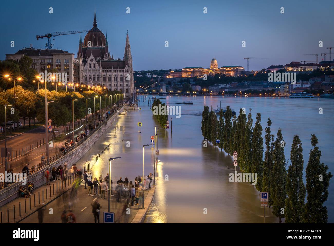Budapest, Hungary - Sep 19 2024: Flood in Budapest downtown with the ...