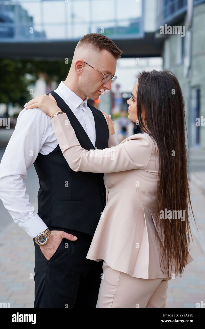 Romantic Connection Between a Stylish Couple in Urban Setting Stock ...