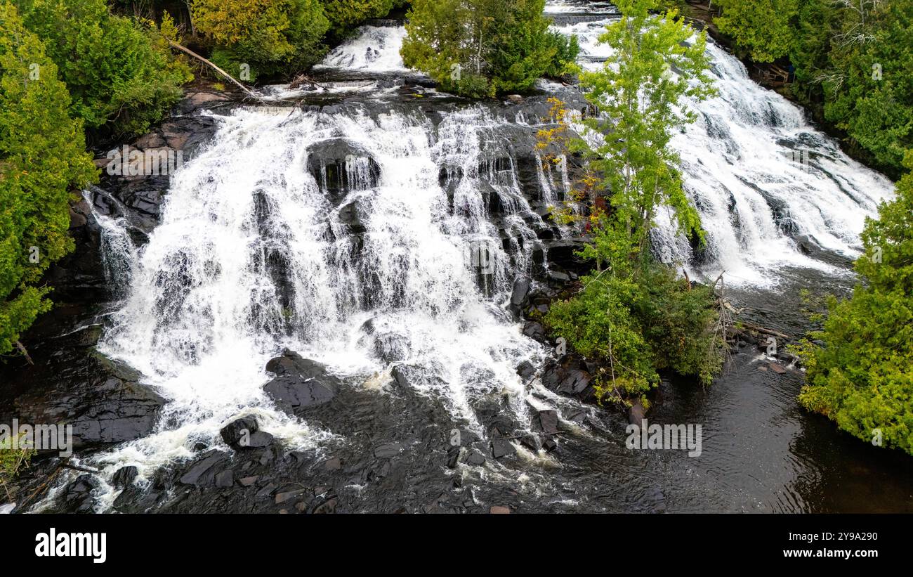 Aerial photograph of Bond Falls, Bond Falls State Park, near Paulding ...