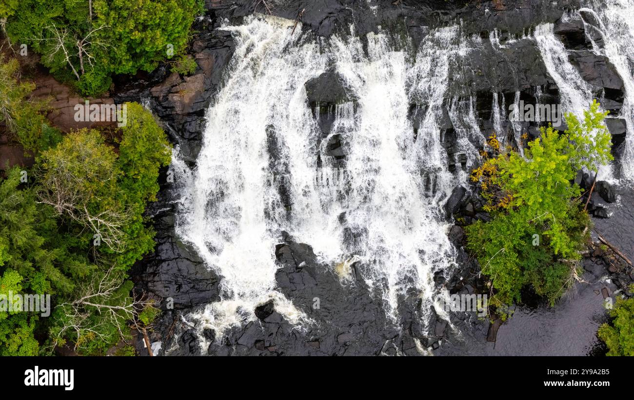 Aerial photograph of Bond Falls, Bond Falls State Park, near Paulding ...