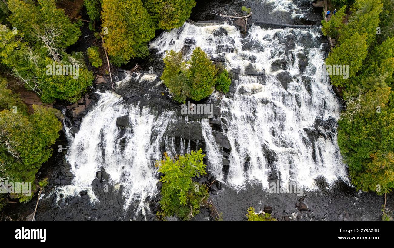 Aerial photograph of Bond Falls, Bond Falls State Park, near Paulding ...