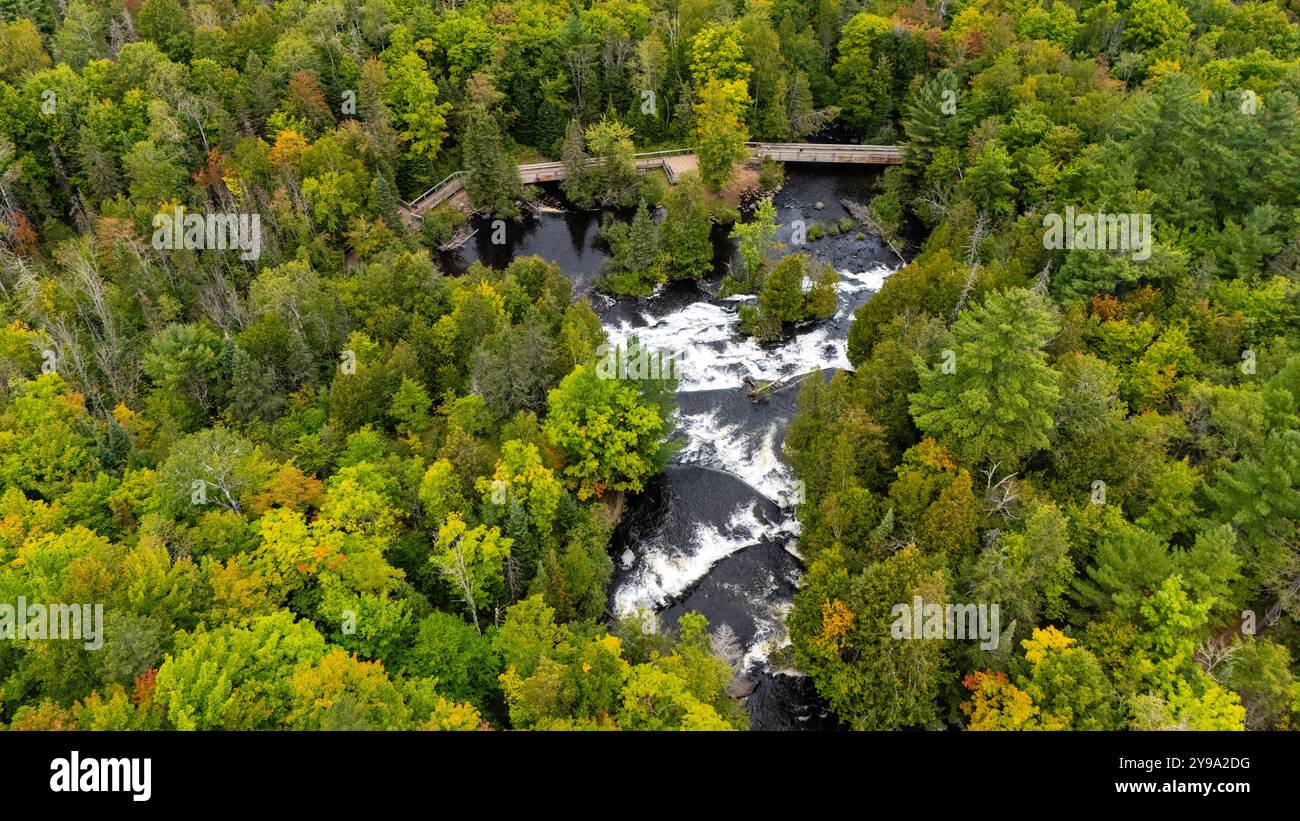 Aerial photograph of Bond Falls, Bond Falls State Park, near Paulding ...