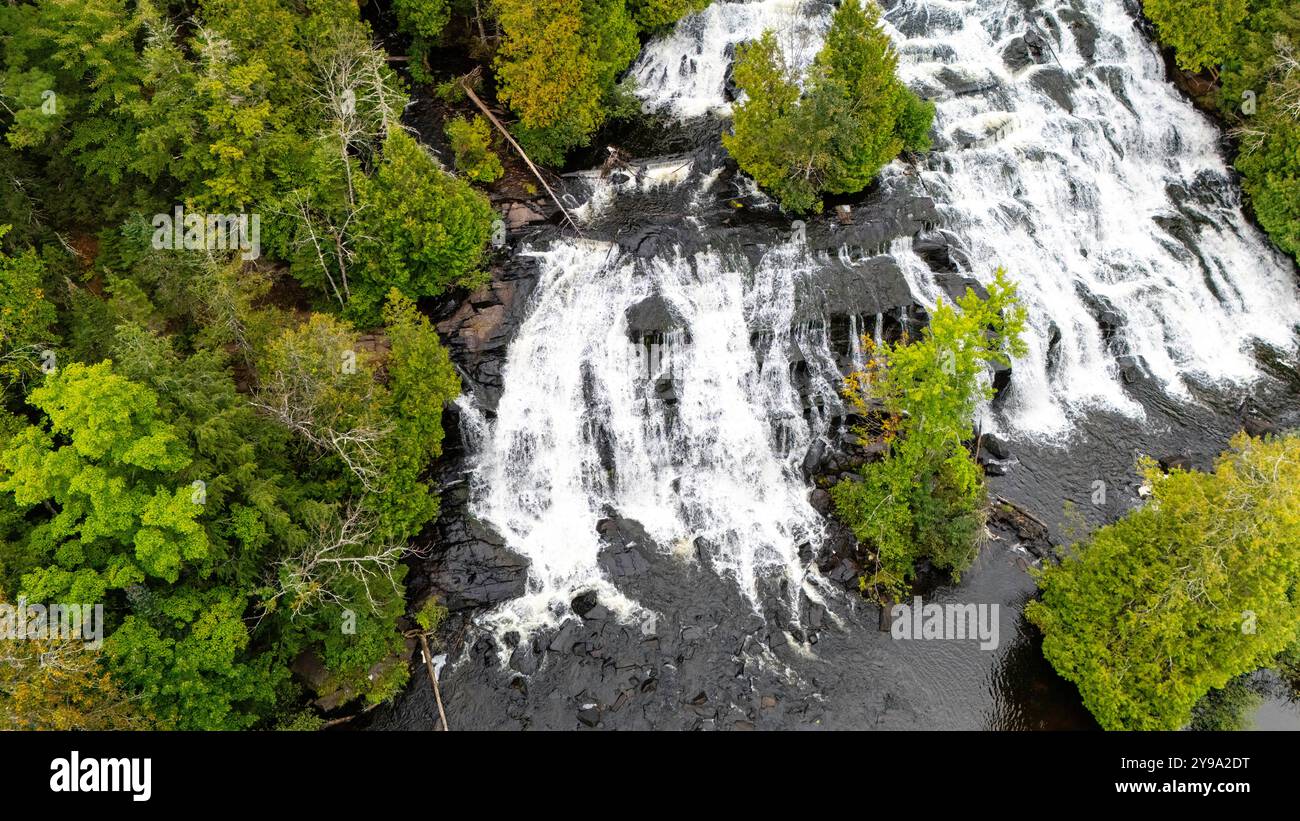 Aerial photograph of Bond Falls, Bond Falls State Park, near Paulding ...