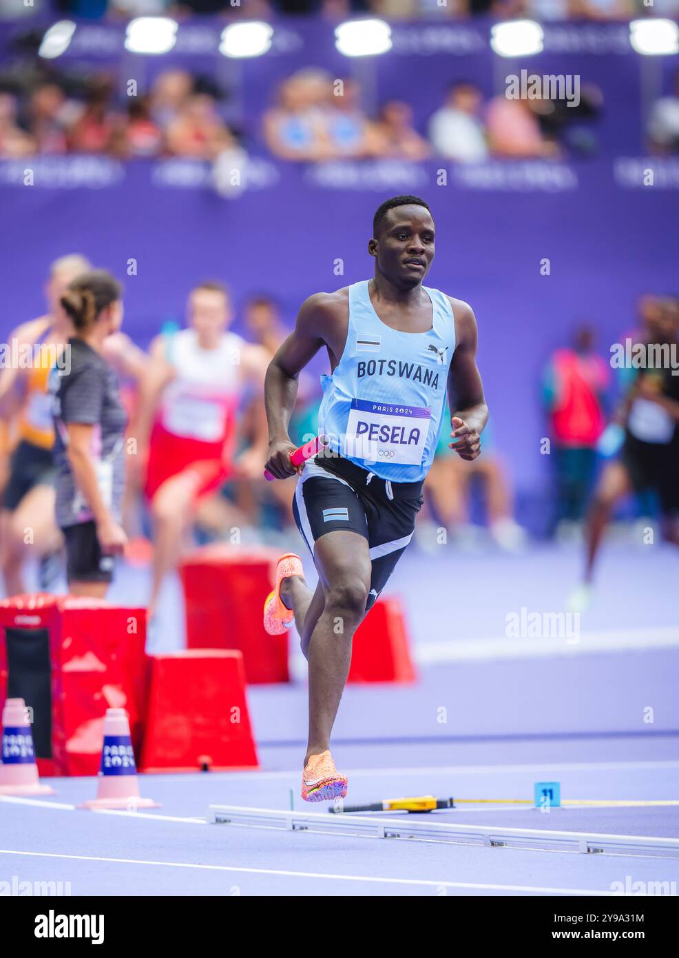 Anthony Pesela participating in the 4X400 meters relay at the Paris ...