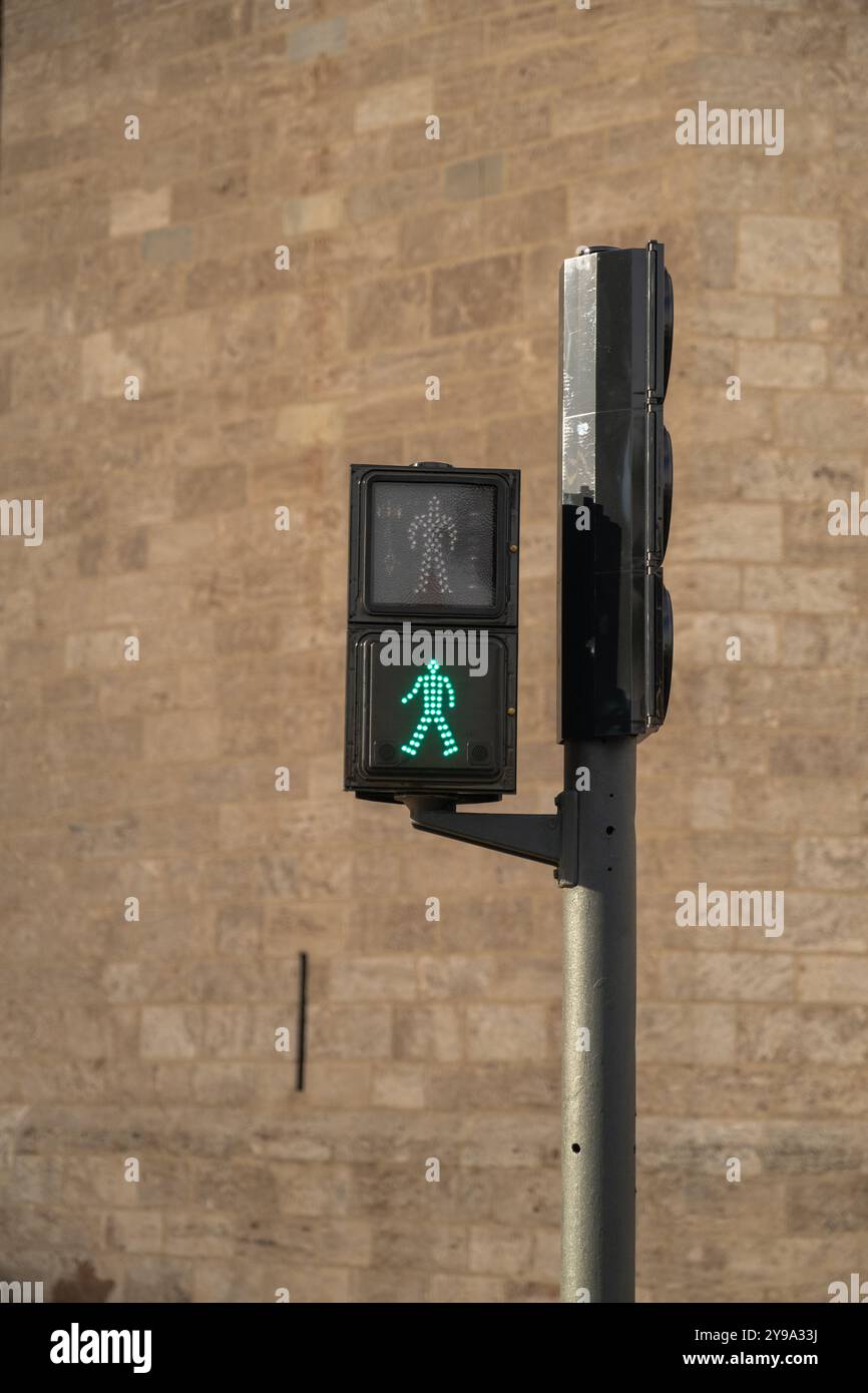 green signal of pedestrian traffic light Stock Photo - Alamy