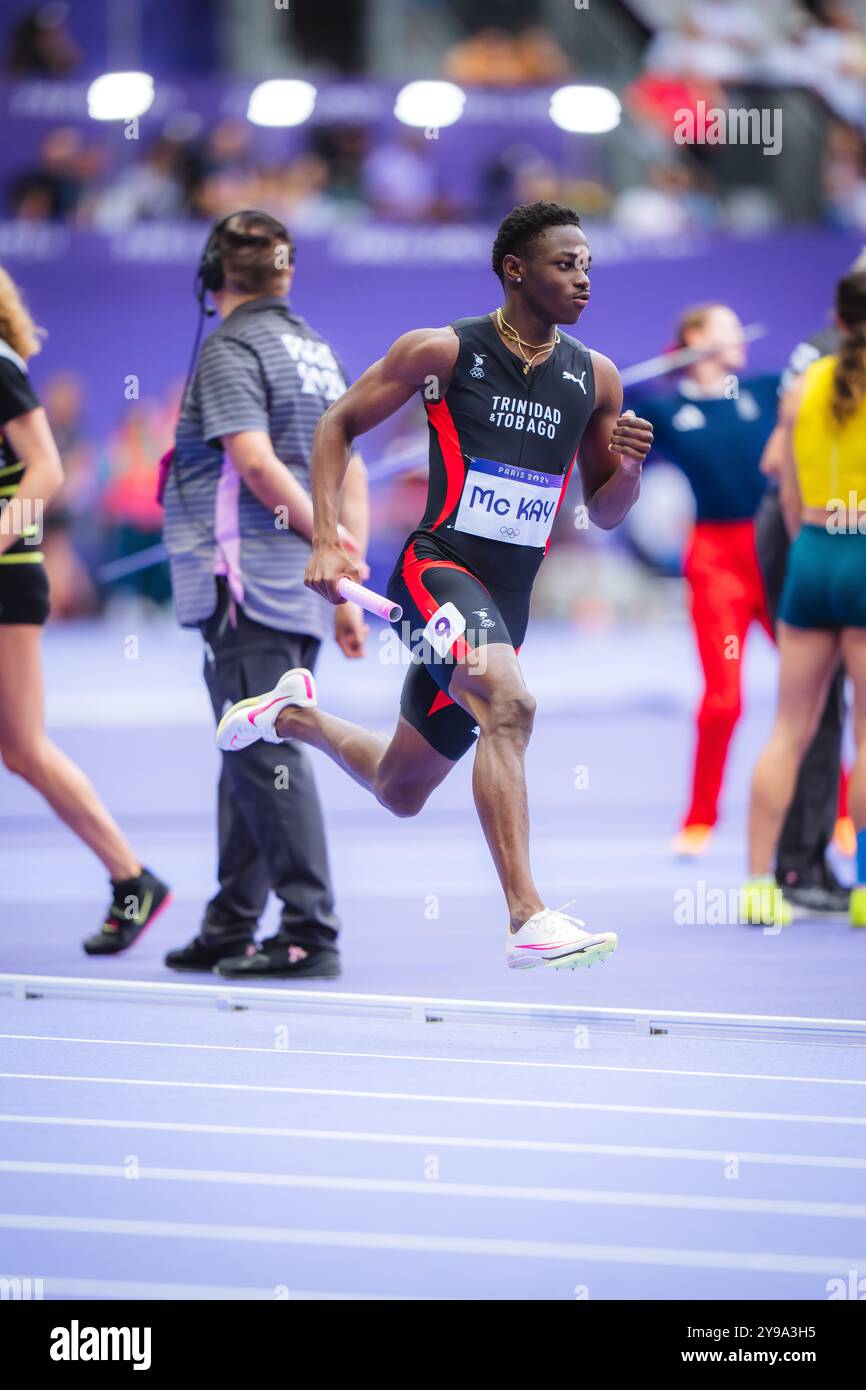 Shakeem Mc Kay participating in the 4X400 meters relay at the Paris ...