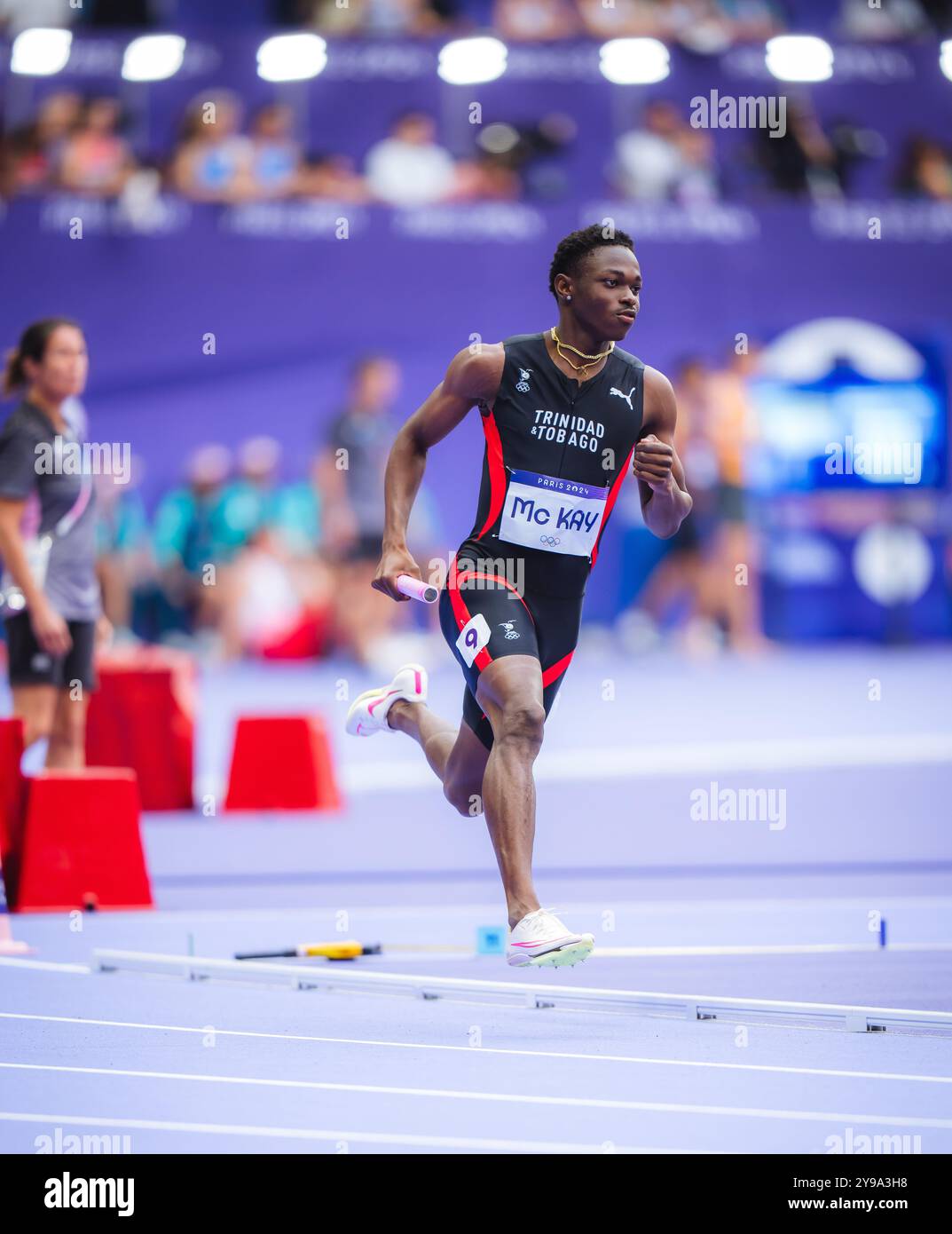Shakeem Mc Kay participating in the 4X400 meters relay at the Paris ...