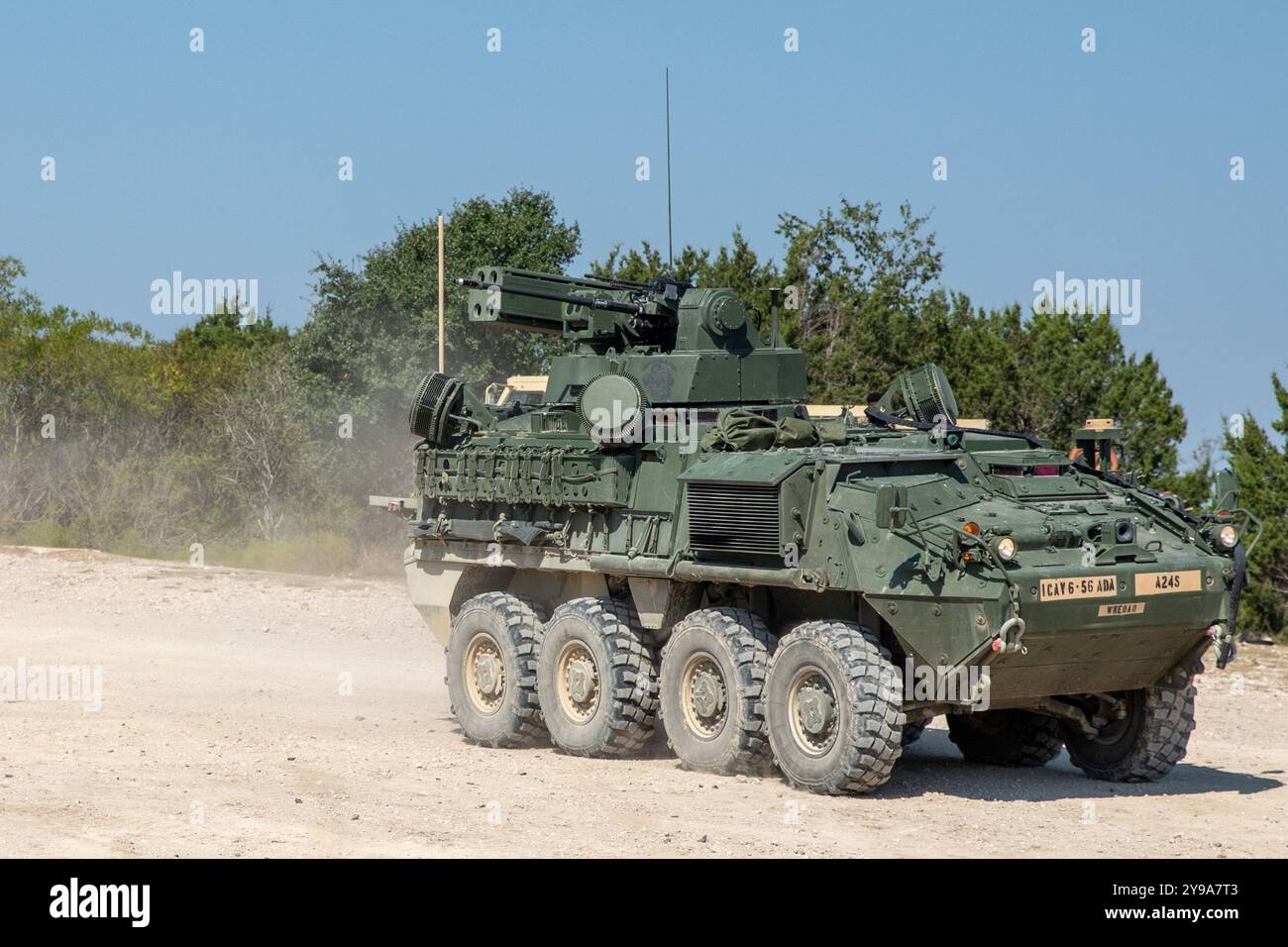 A U.S. Army M1265A1 Stryker from Alpha Battery, 6th battalion, 56th Air ...