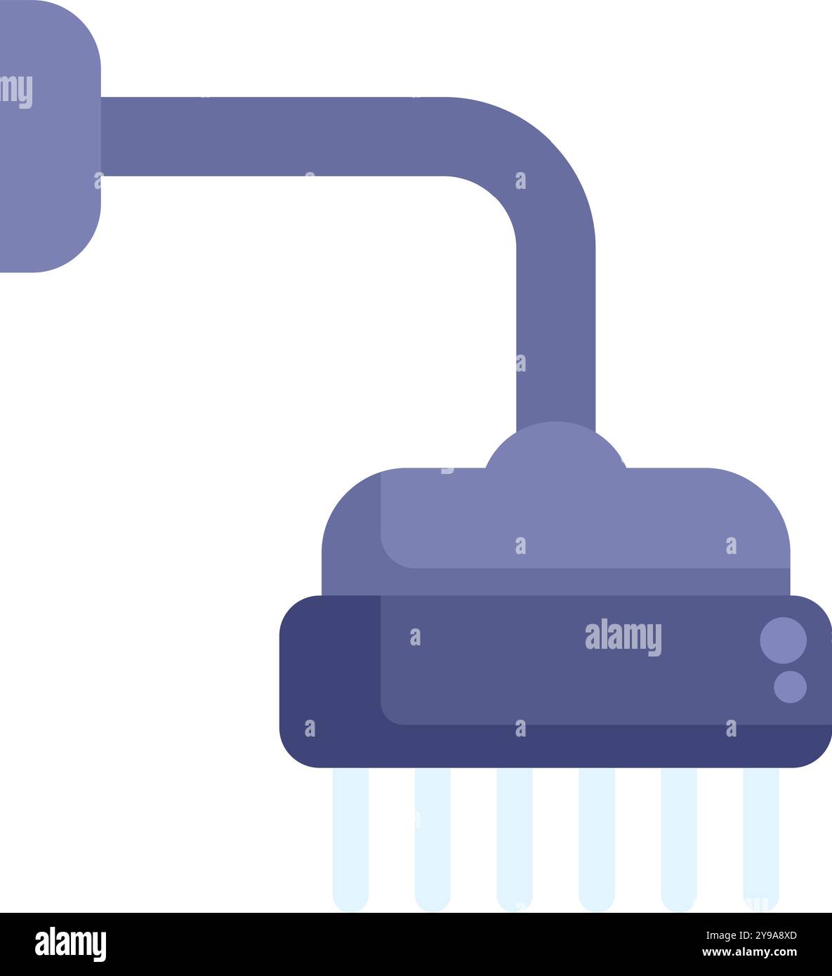 This vector illustration features a shower head pouring water, perfect ...