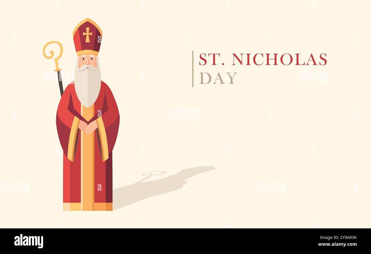 Happy Saint Nicholas day greeting card, invitation. Winter web banner ...