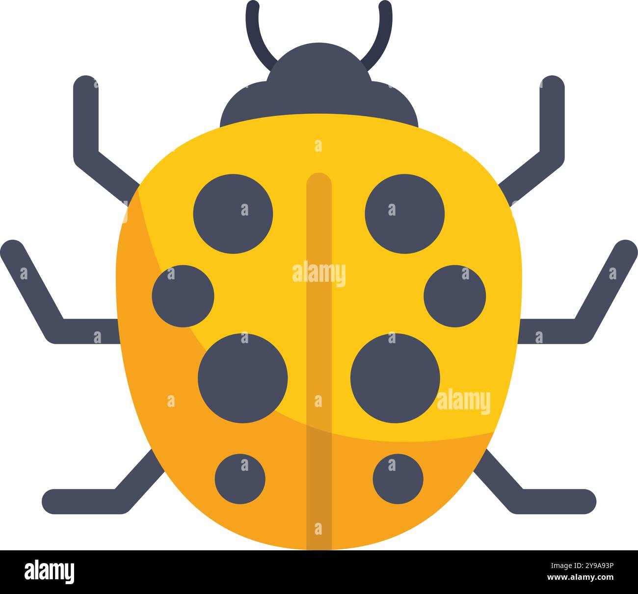 Minimalist vector illustration of a yellow ladybug spreading its wings ...