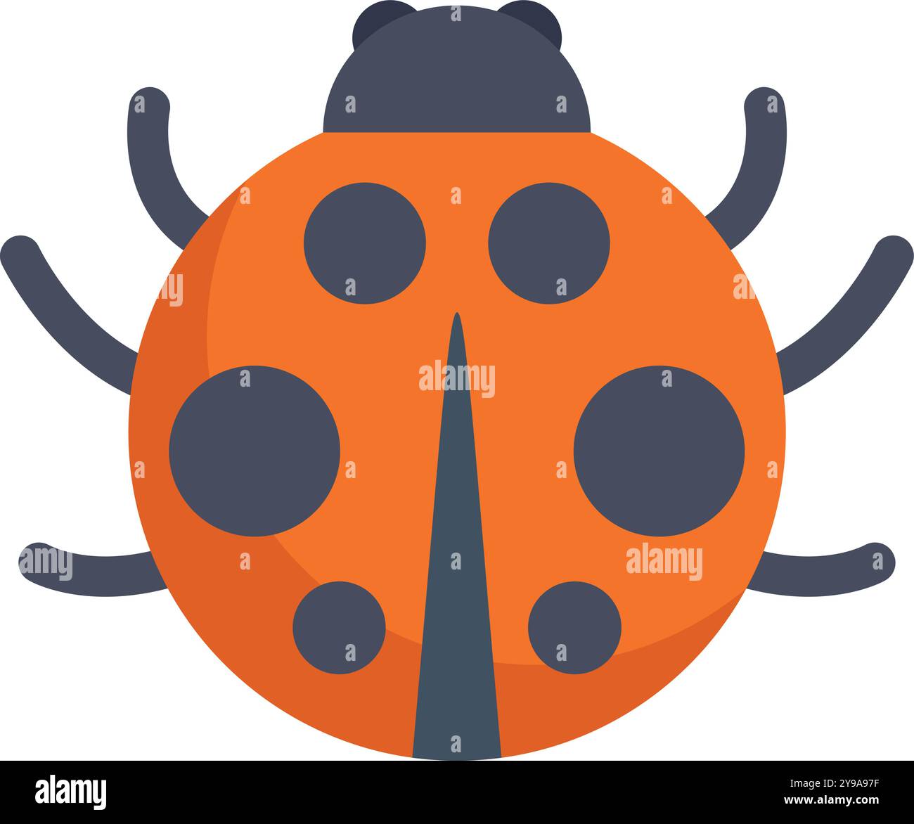 Orange ladybug insect crawling with black spots on its back, isolated ...