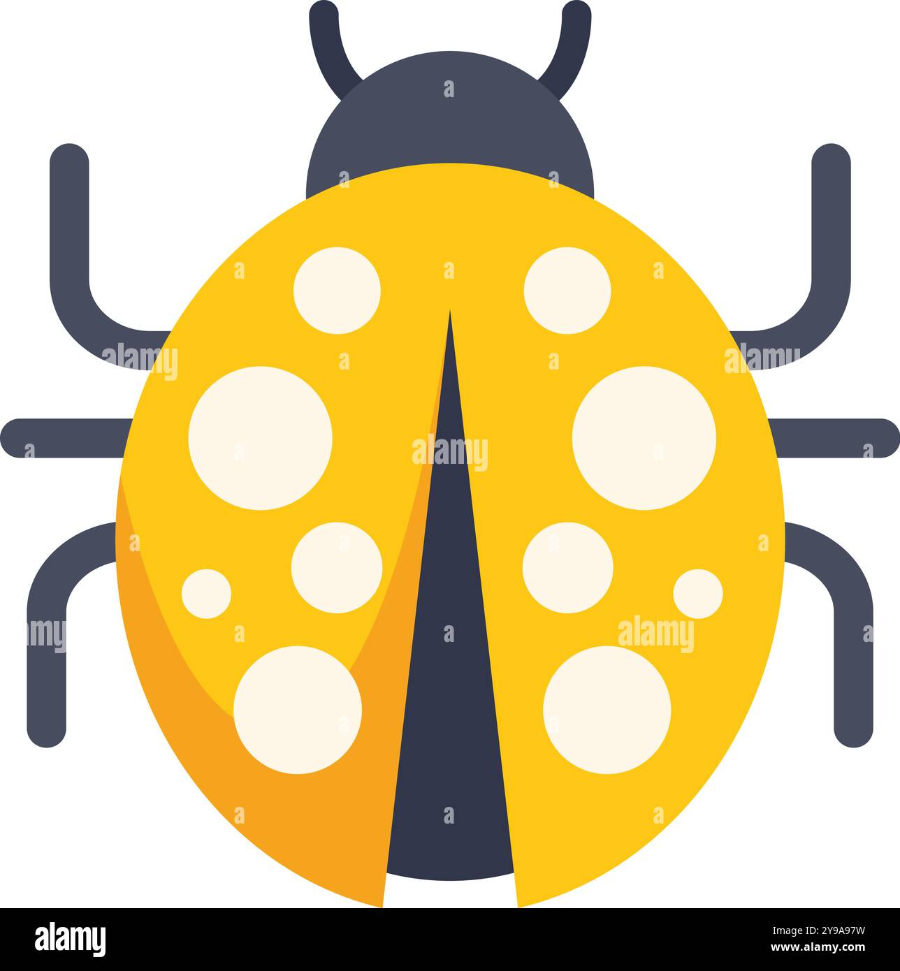 Minimalist vector illustration of a yellow ladybug spreading its wings ...