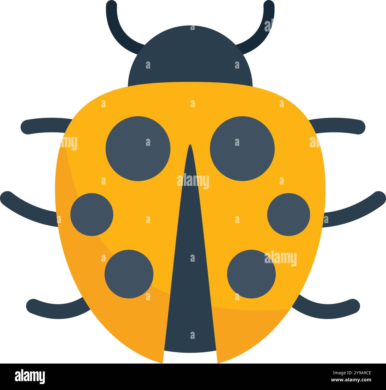 Minimalist vector illustration of a yellow ladybug spreading its wings ...