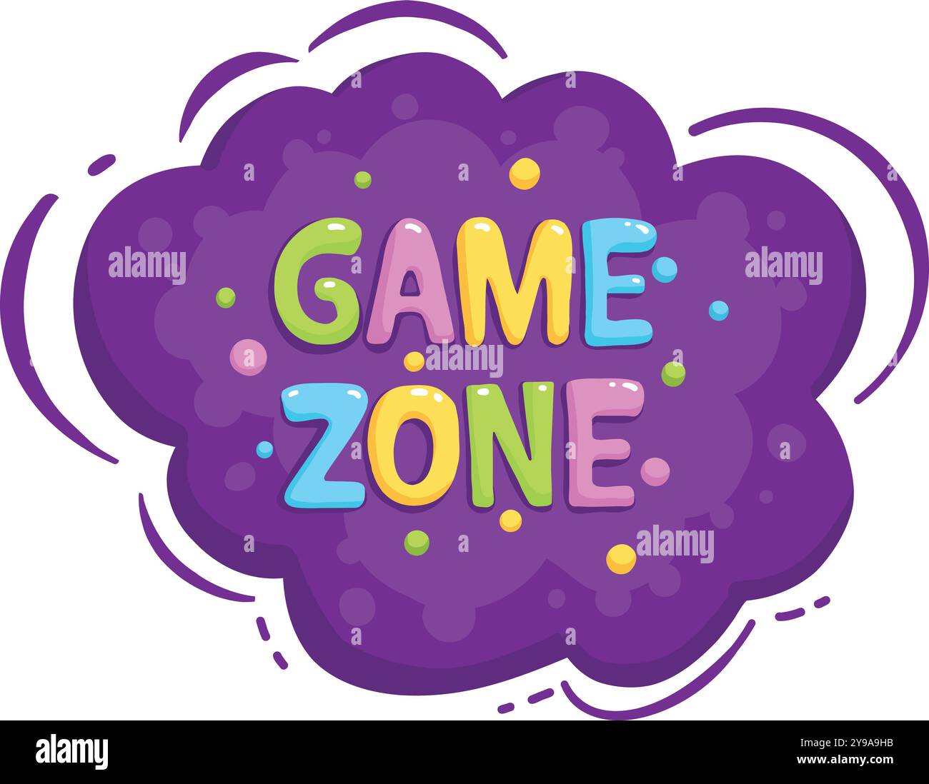 Cartoon kids game zone sticker. Children playroom, kids entertainment ...