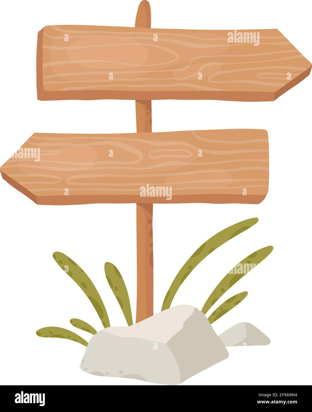 Wooden sign board. Cartoon rustic wood banner, pathfinding plank ...