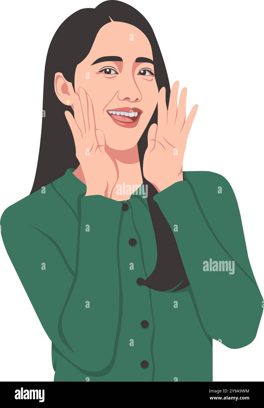 Woman hands near face Stock Vector Images - Alamy