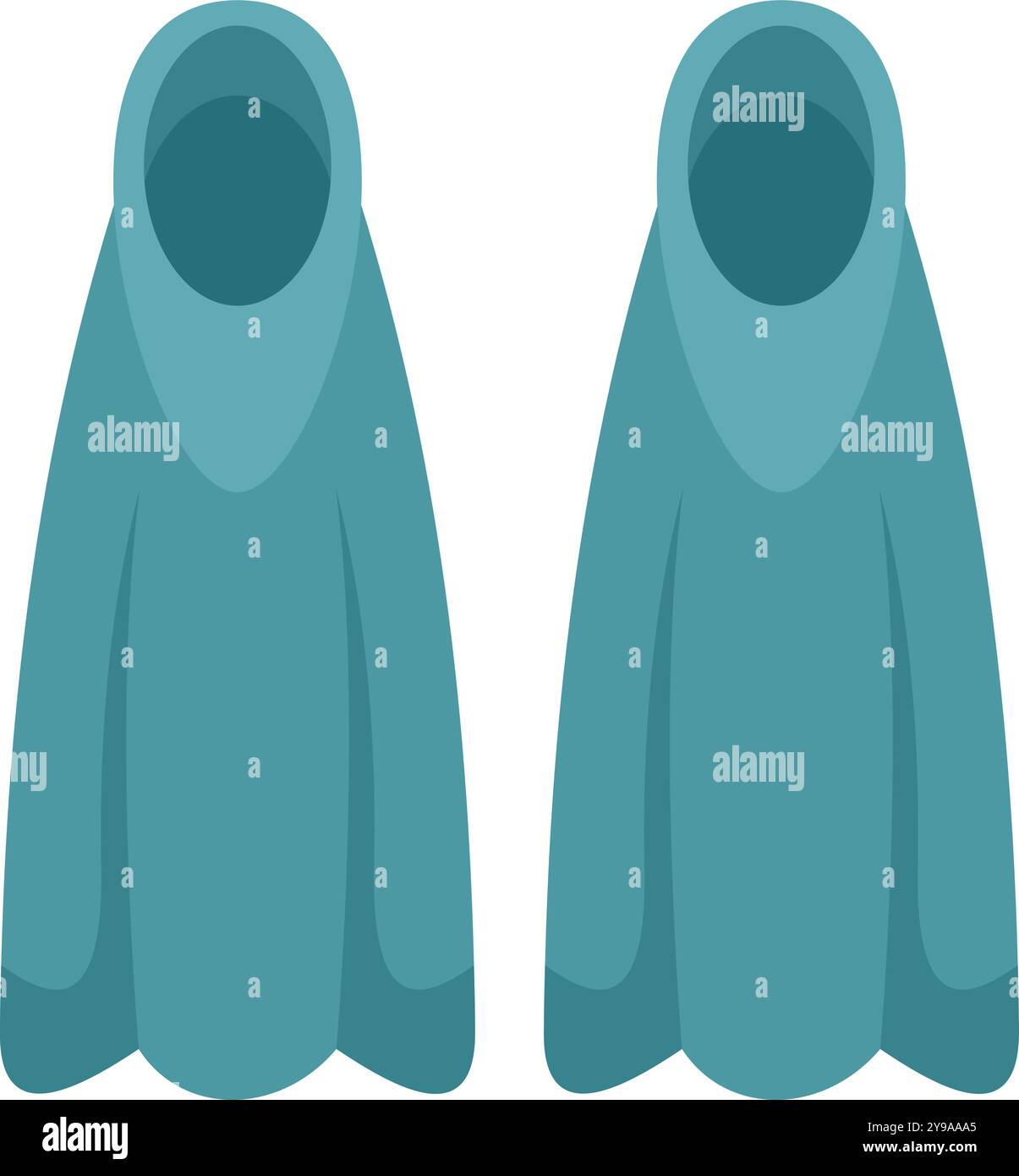 Pair of blue diving flippers, essential equipment for scuba diving and ...