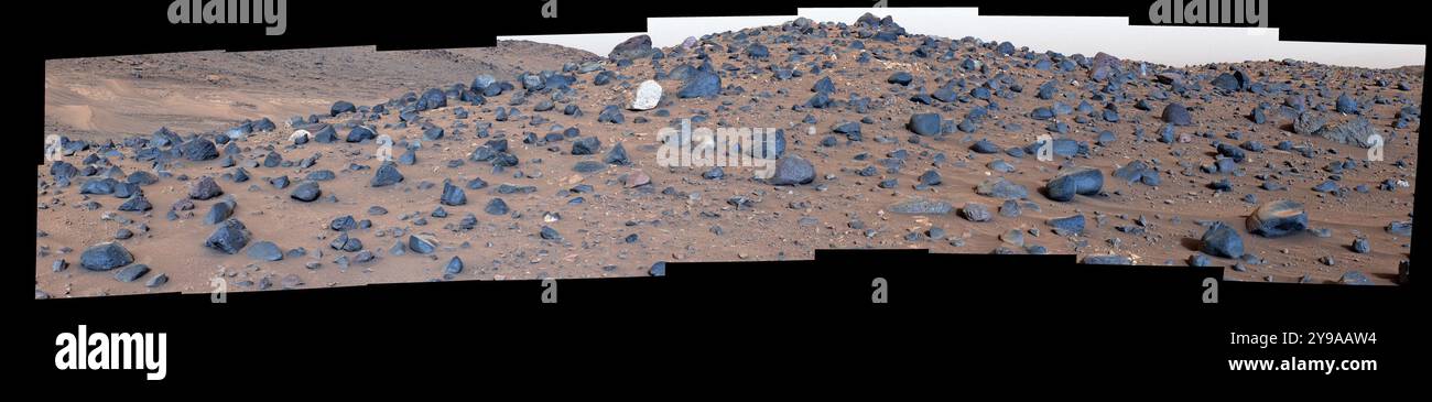 Composed of 18 images, this mosaic shows a boulder field on "Mount ...