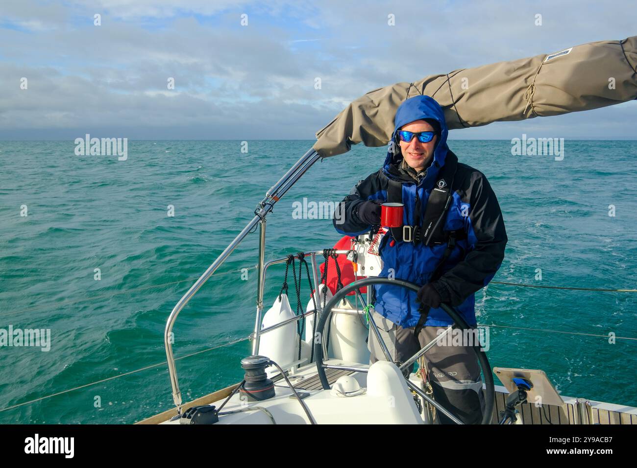 The Skipper of a Yacht, sailing and drinking Tea in the British Summer ...