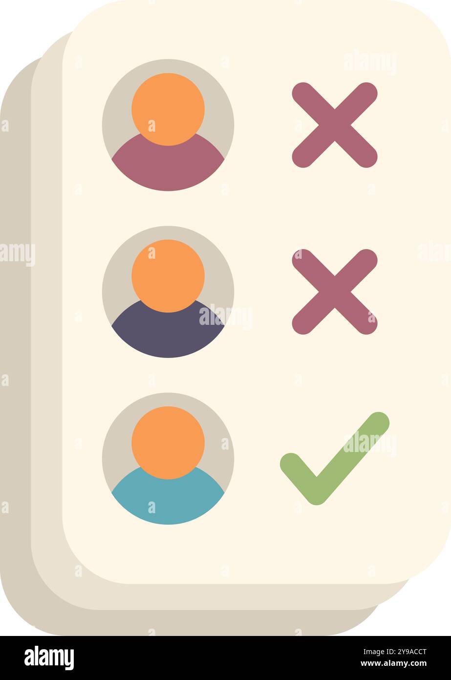 Checklist icon indicating selection or rejection status with checkmark ...
