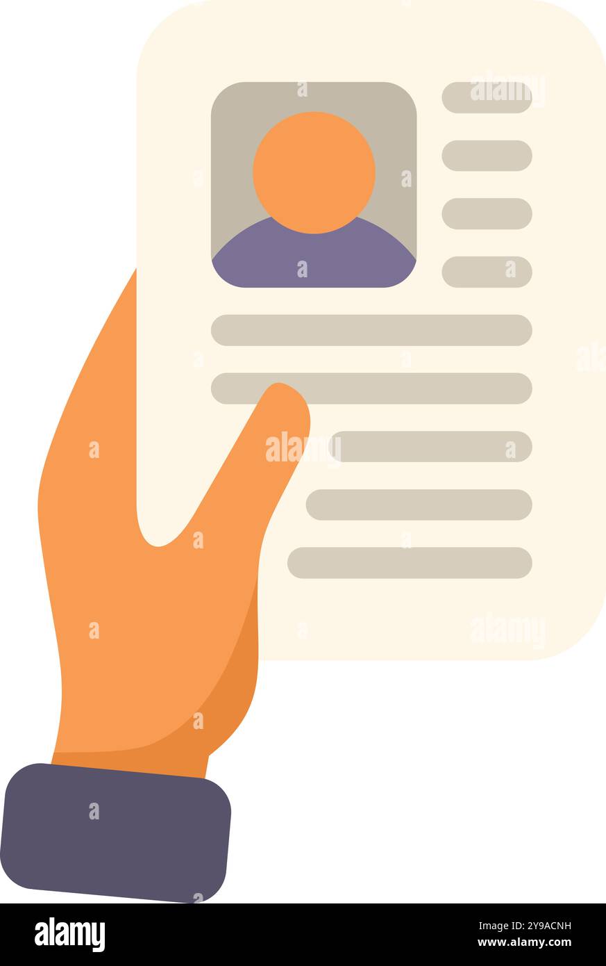 Hand holding a cv, showing the candidate's photo and information Stock ...
