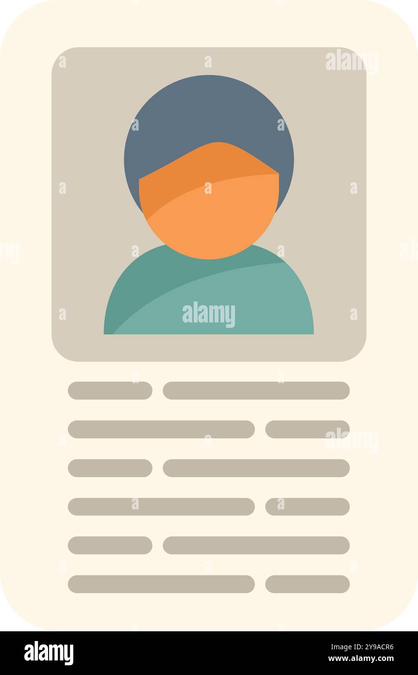 This vector illustration shows an id card with a photo and text ...