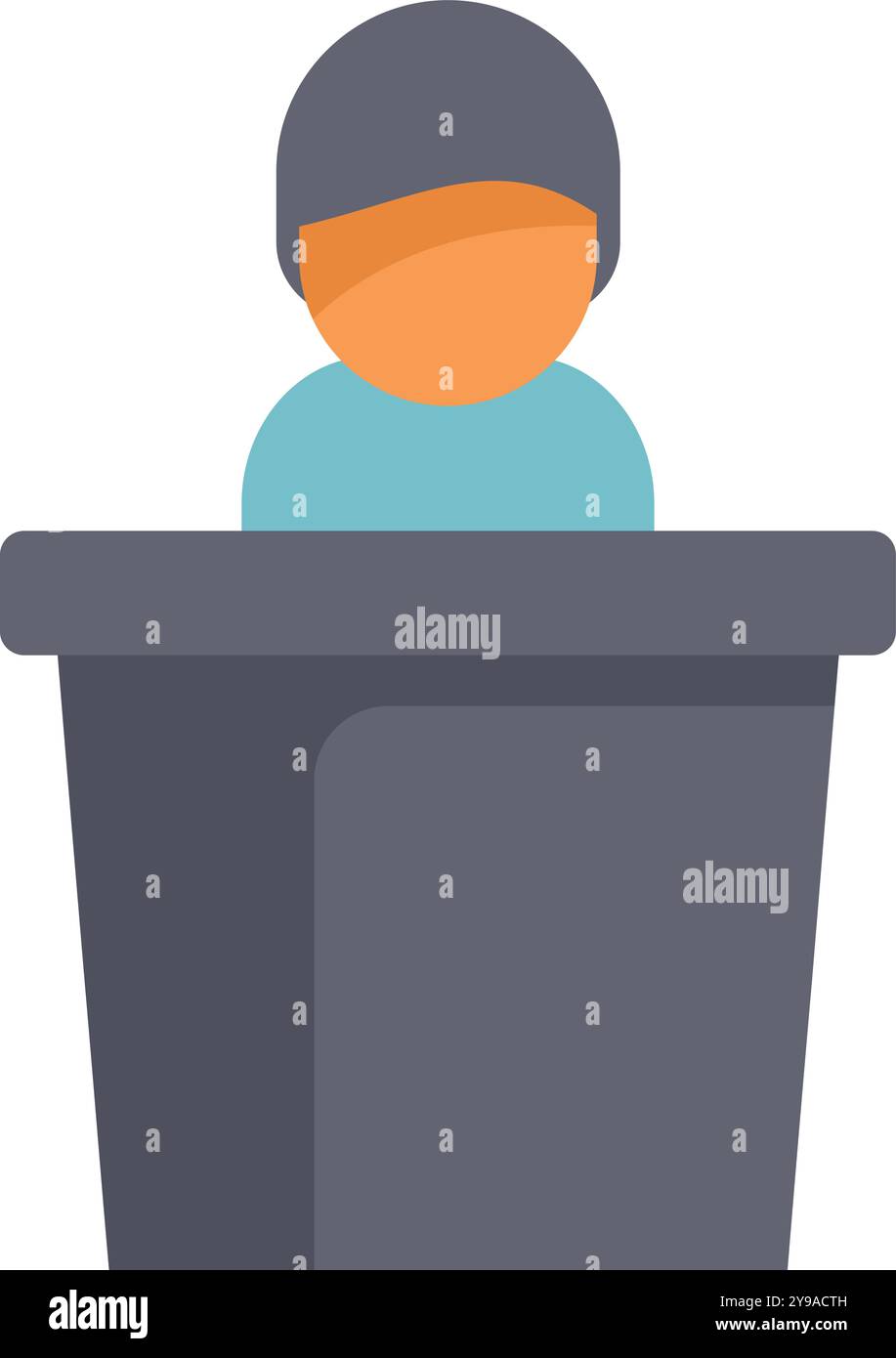 Politician standing behind a podium, giving a speech, participating in ...