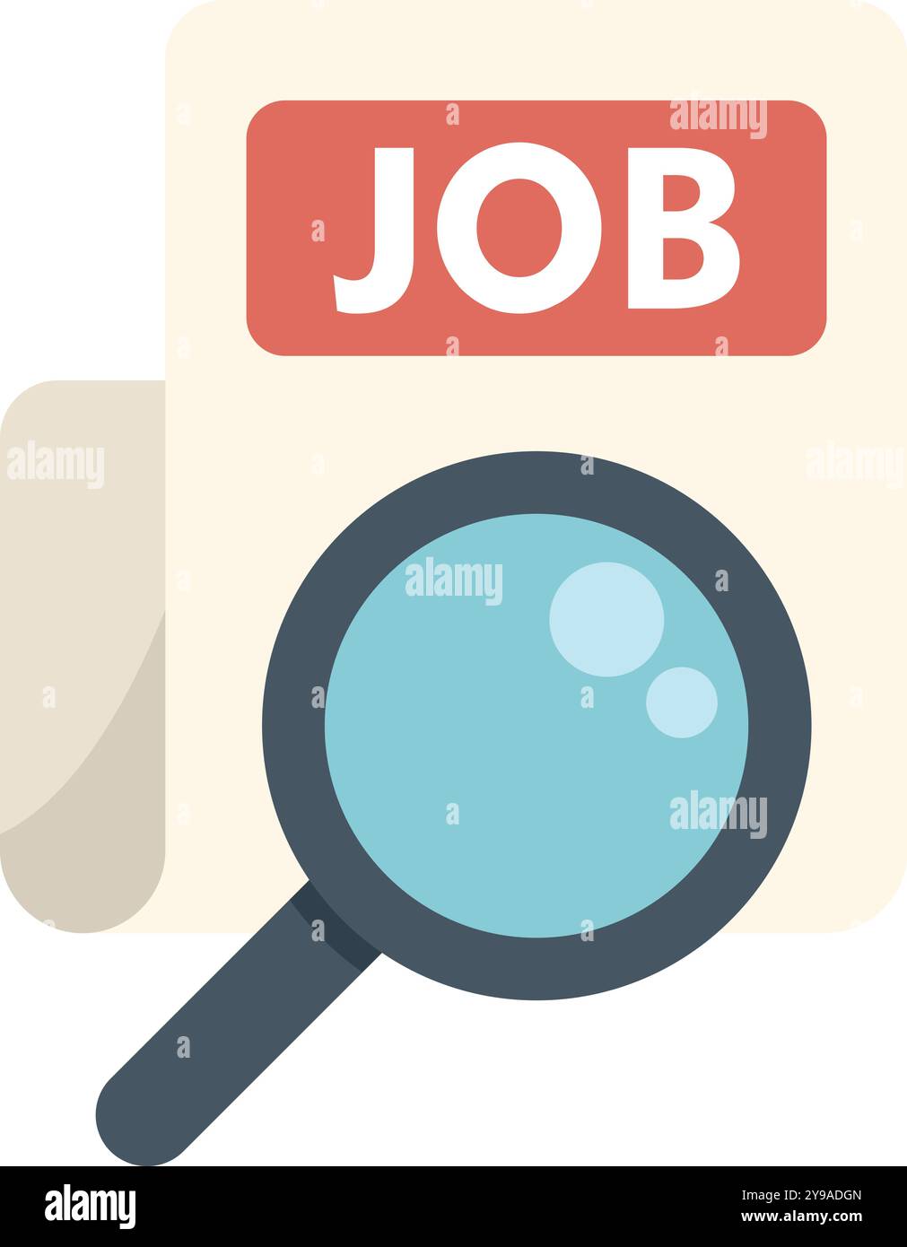 Magnifying glass is inspecting a job offer displayed on a paper ...