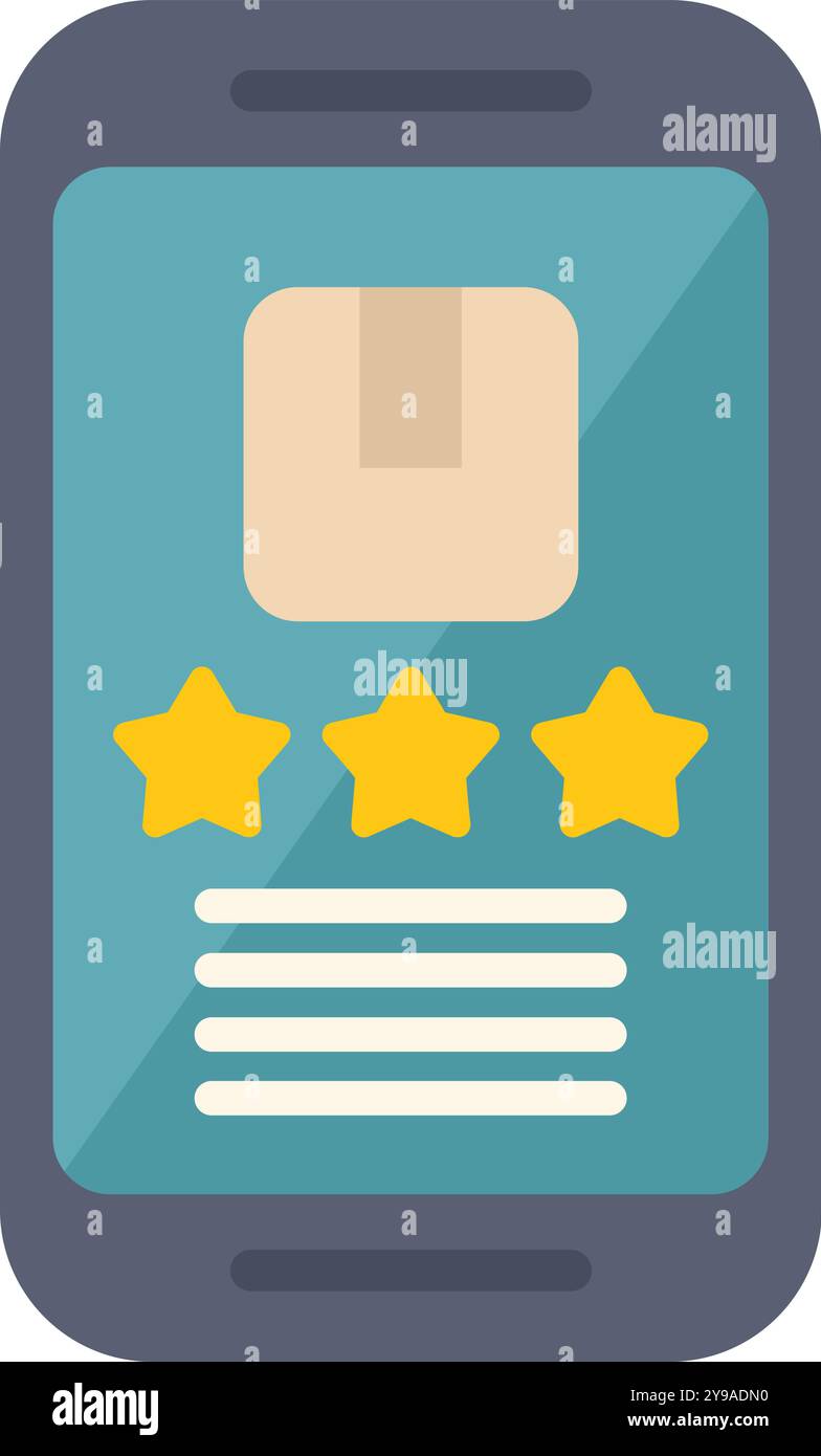 Smartphone is showing a five star feedback for a delivery service Stock ...