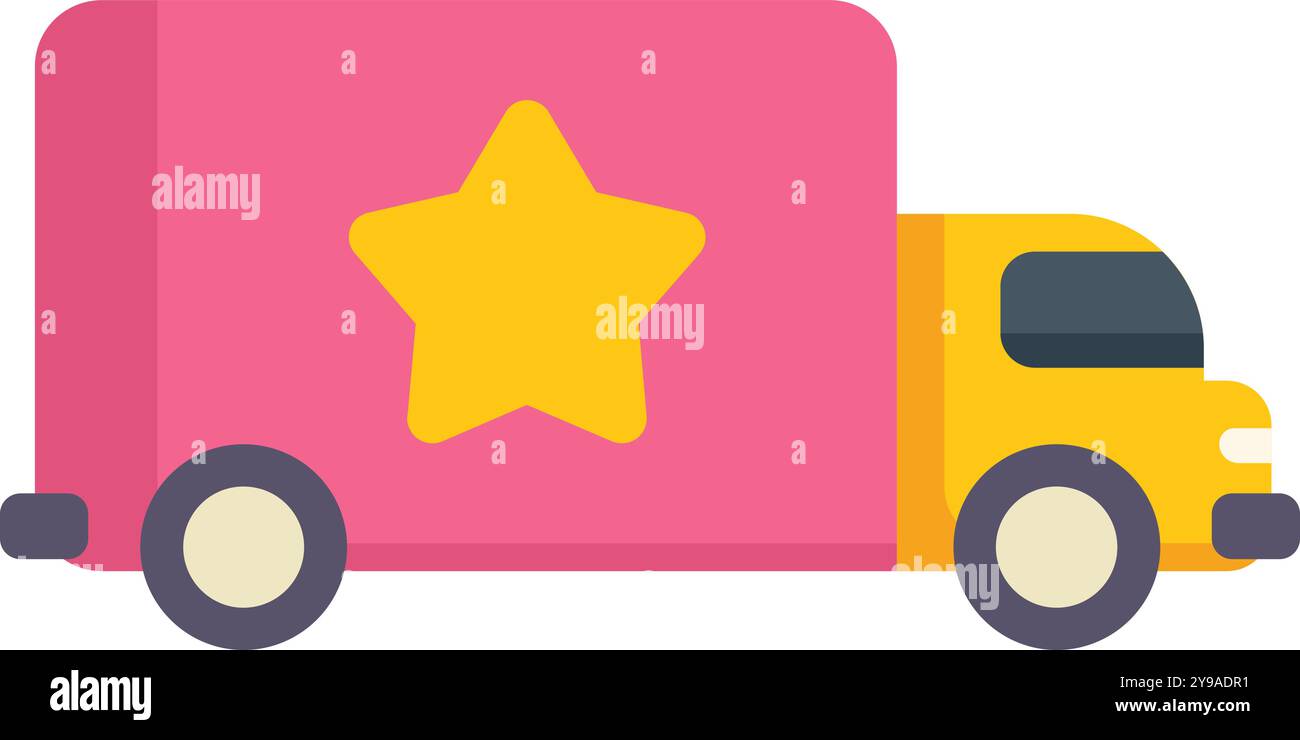 Delivery truck delivering a big yellow star illustrating a customer ...